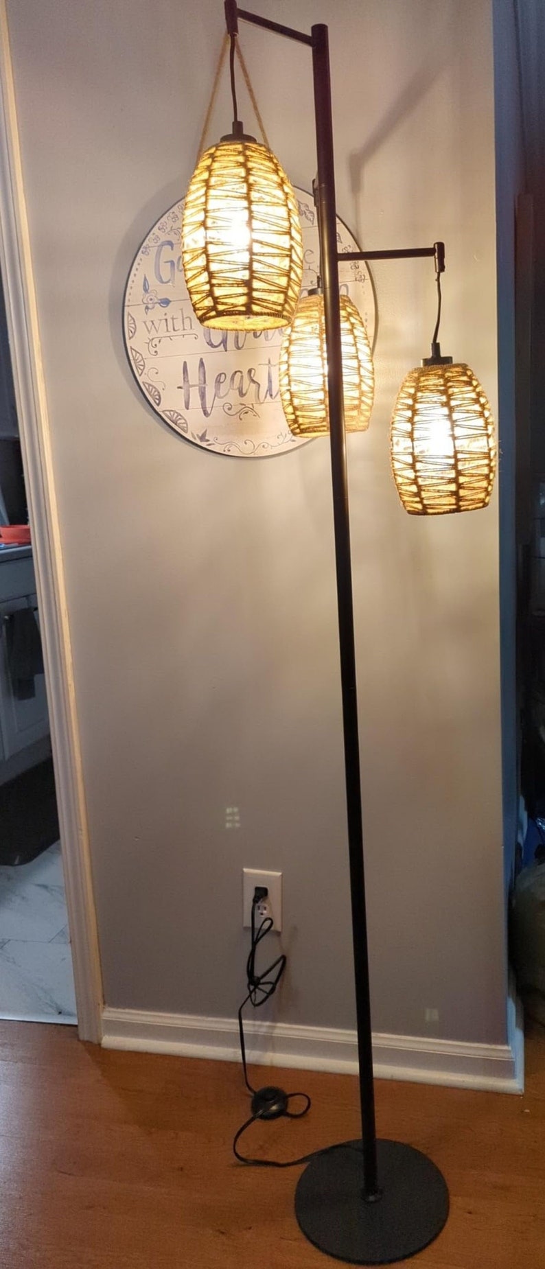 Rattan Floor Lamps, Boho Floor Lamp for Bedroom, Farmhouse Floor Lamp ...