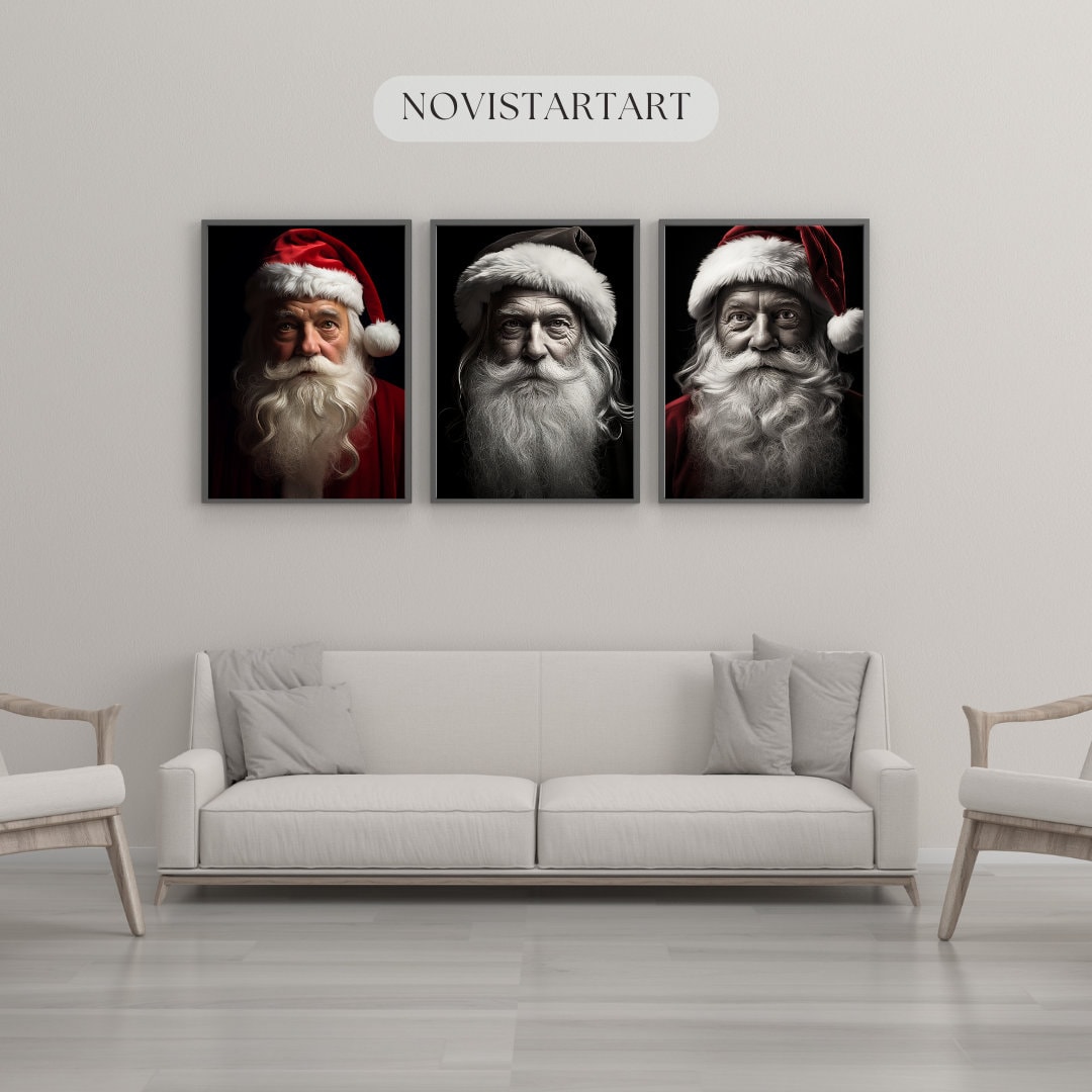 Santa Claus Santa Claus Portrait Set of 5 Christmas Art - Etsy