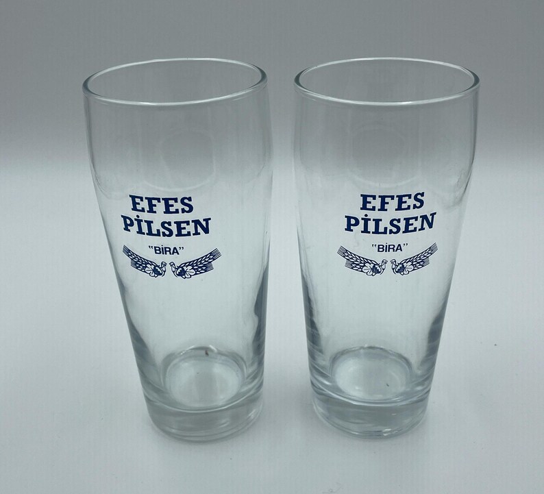 1980's Beer Glass,efes Pilsen Glass Set of 2,efes Pilsen Beer Glass ...