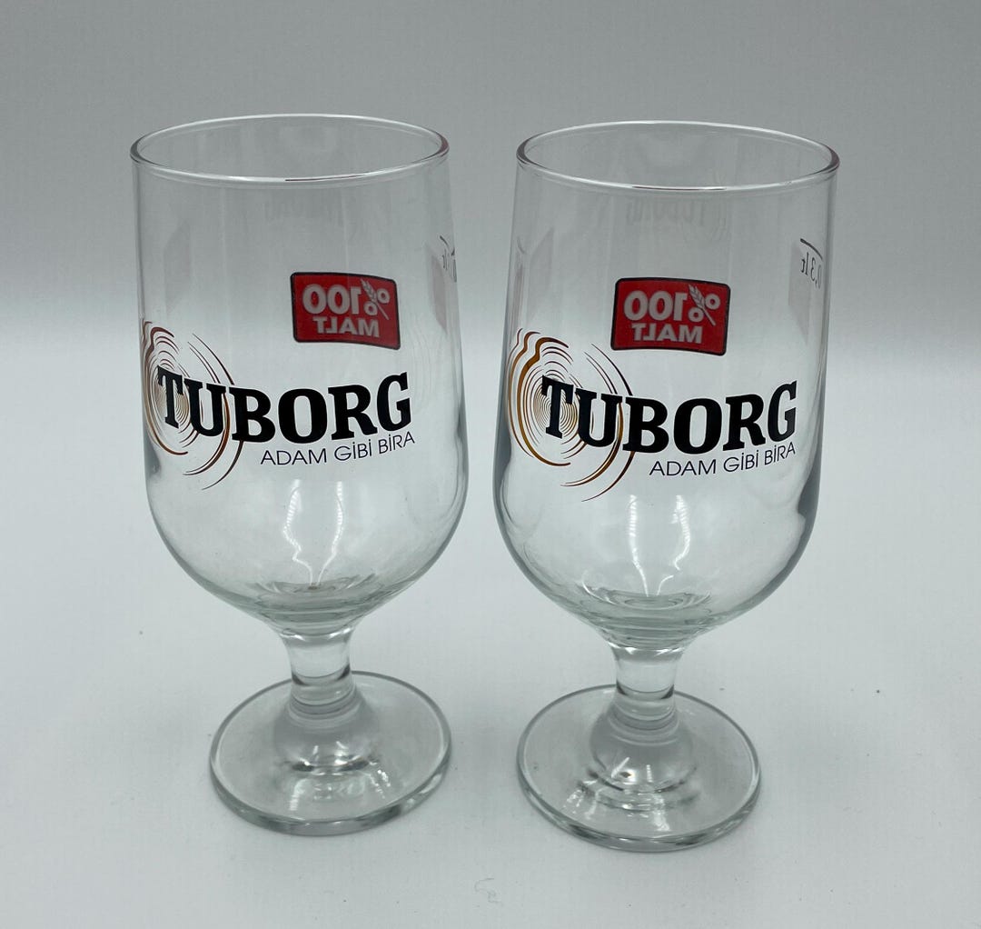 Beer Glass, Tuborg Beer Glass Set of 2, Tuborg Beer, Gift, You and Me ...