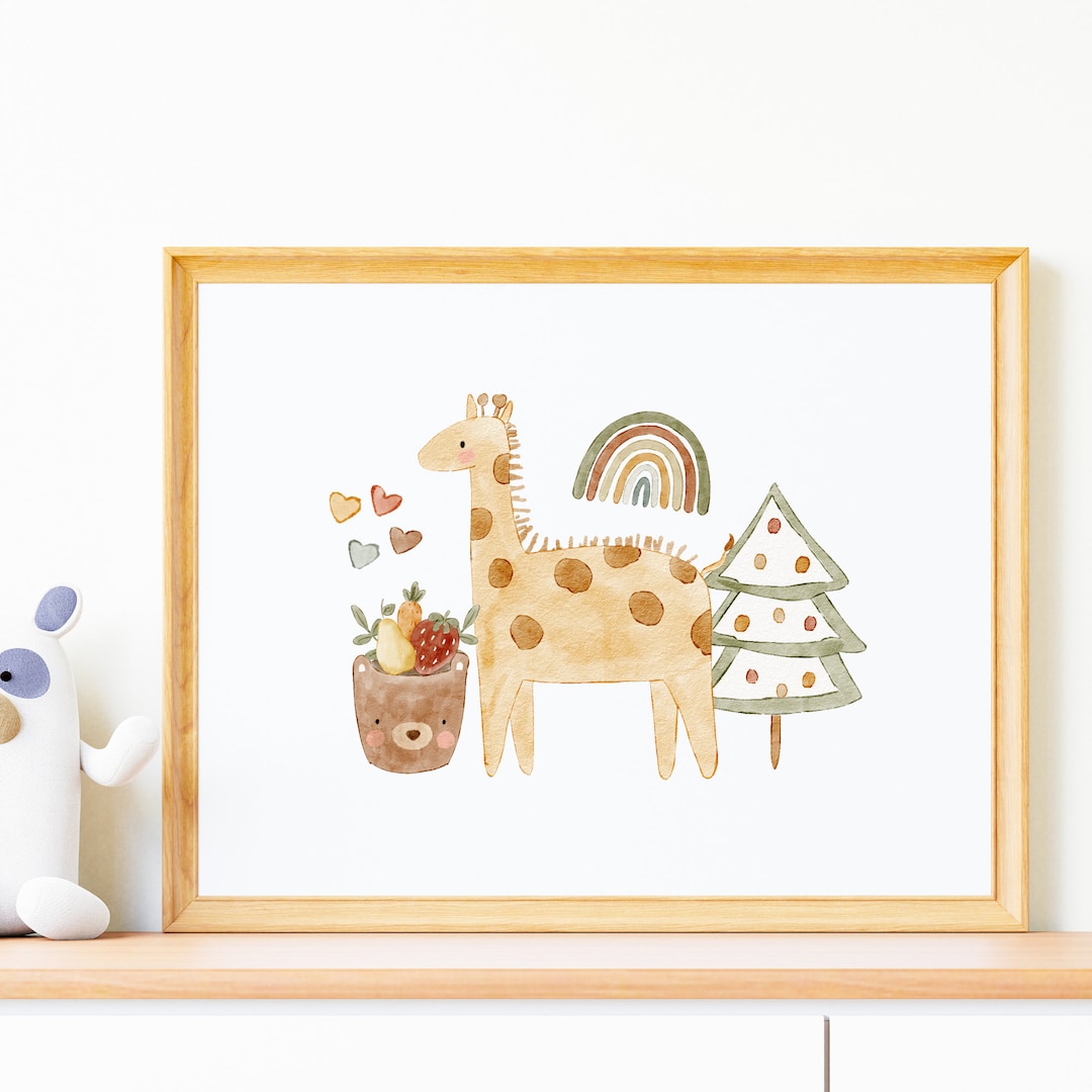 Giraffe Boho Doodle Nursery Digital Print Cute Nursery Wall Decor Boho ...