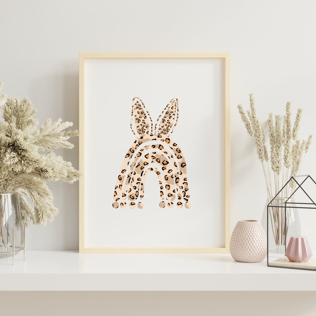 Leopard Rainbow Boho Nursery Print, Custom Size, Cute Nursery Wall ...