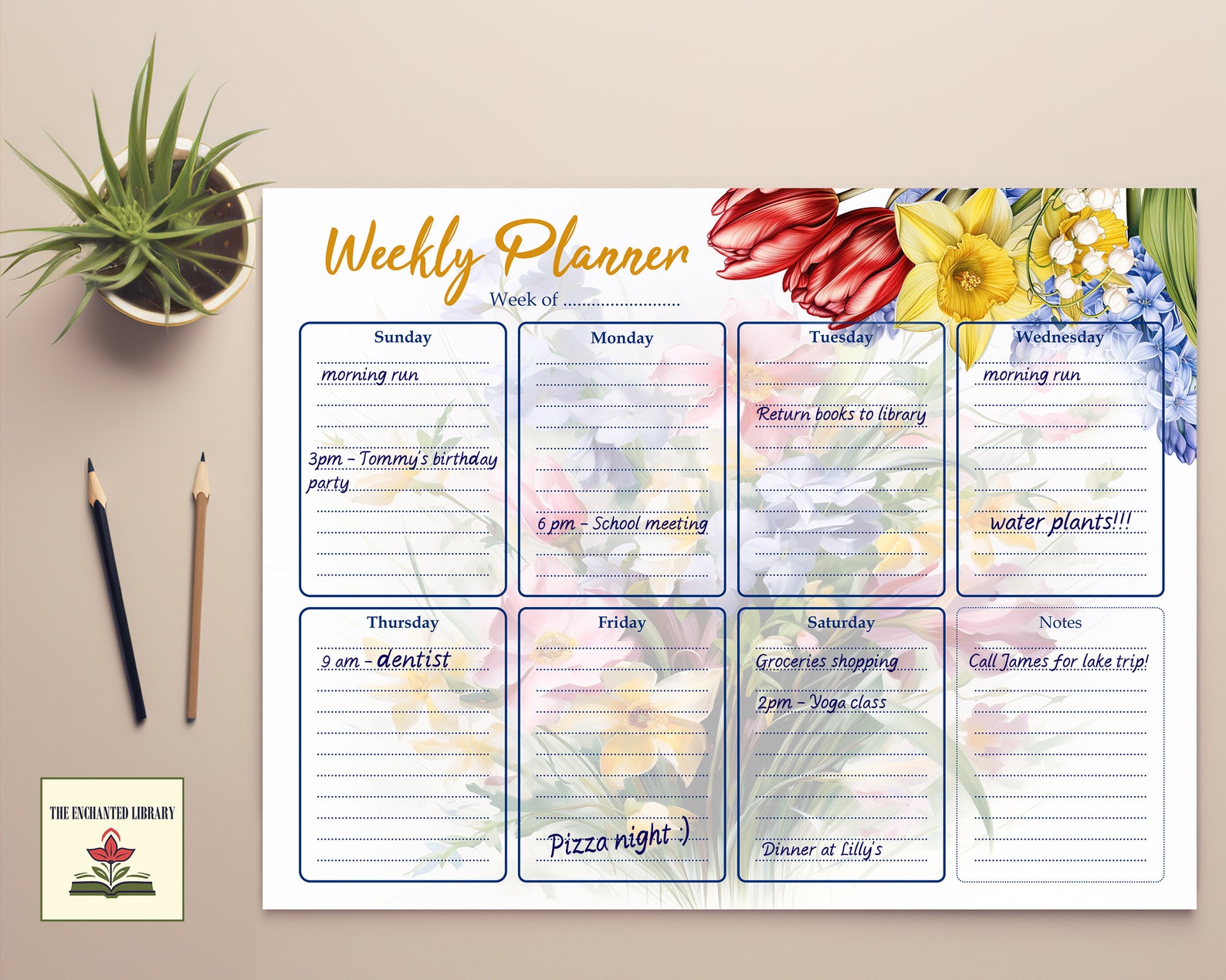 Printable Weekly Planner Spring Themed Organizer Template Task - Etsy