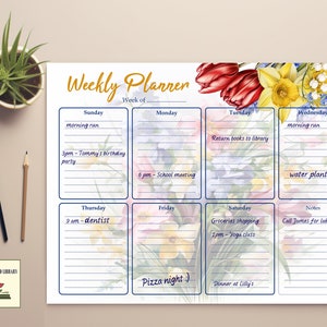 Printable Weekly Planner Spring Themed Organizer Template Task - Etsy