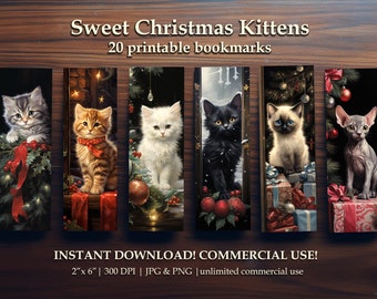 Set of 12 Cute Cat and Books Printable Bookmarks Adorable - Etsy