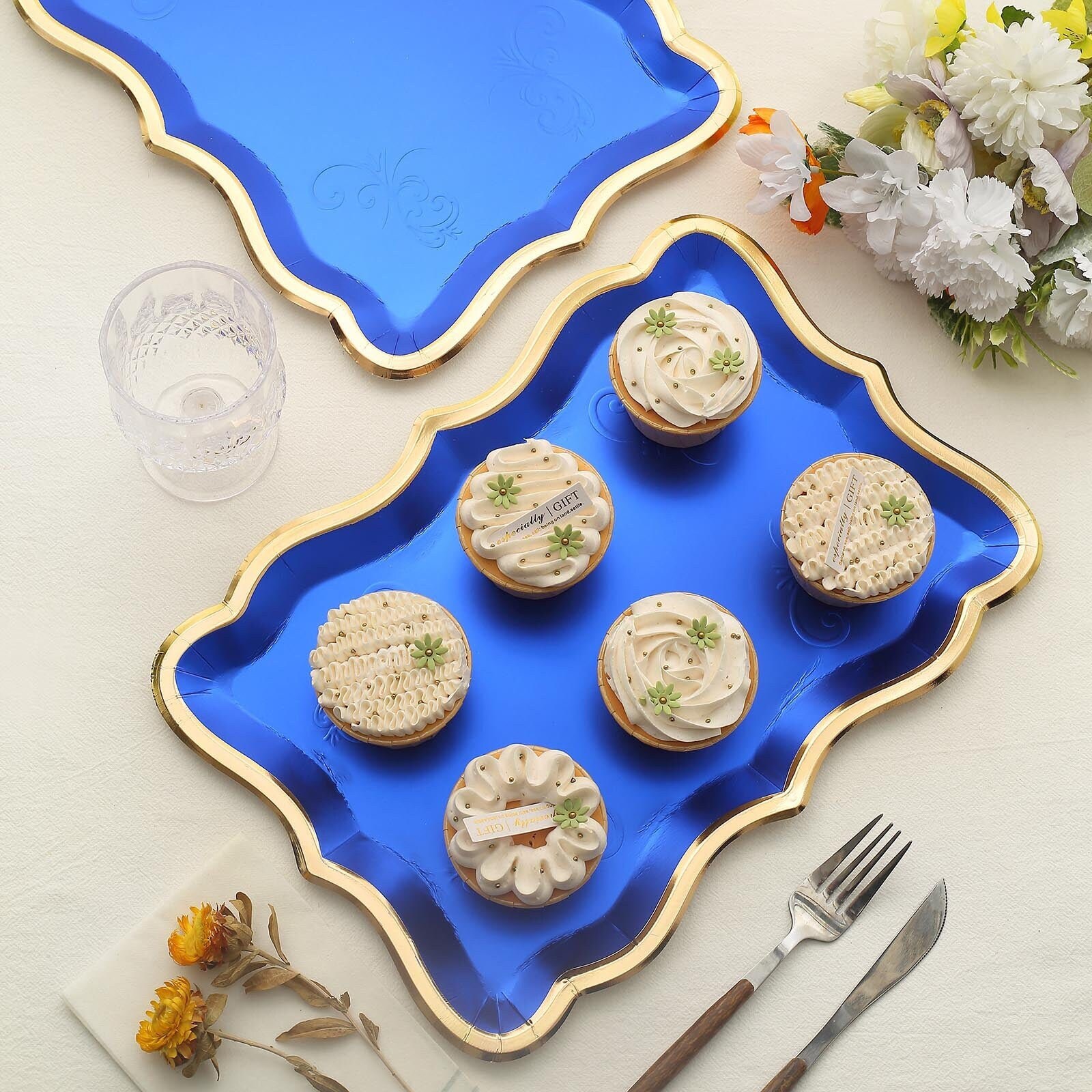 Party Serving Trays, Food Display Set of 10 Blue/gold - Etsy