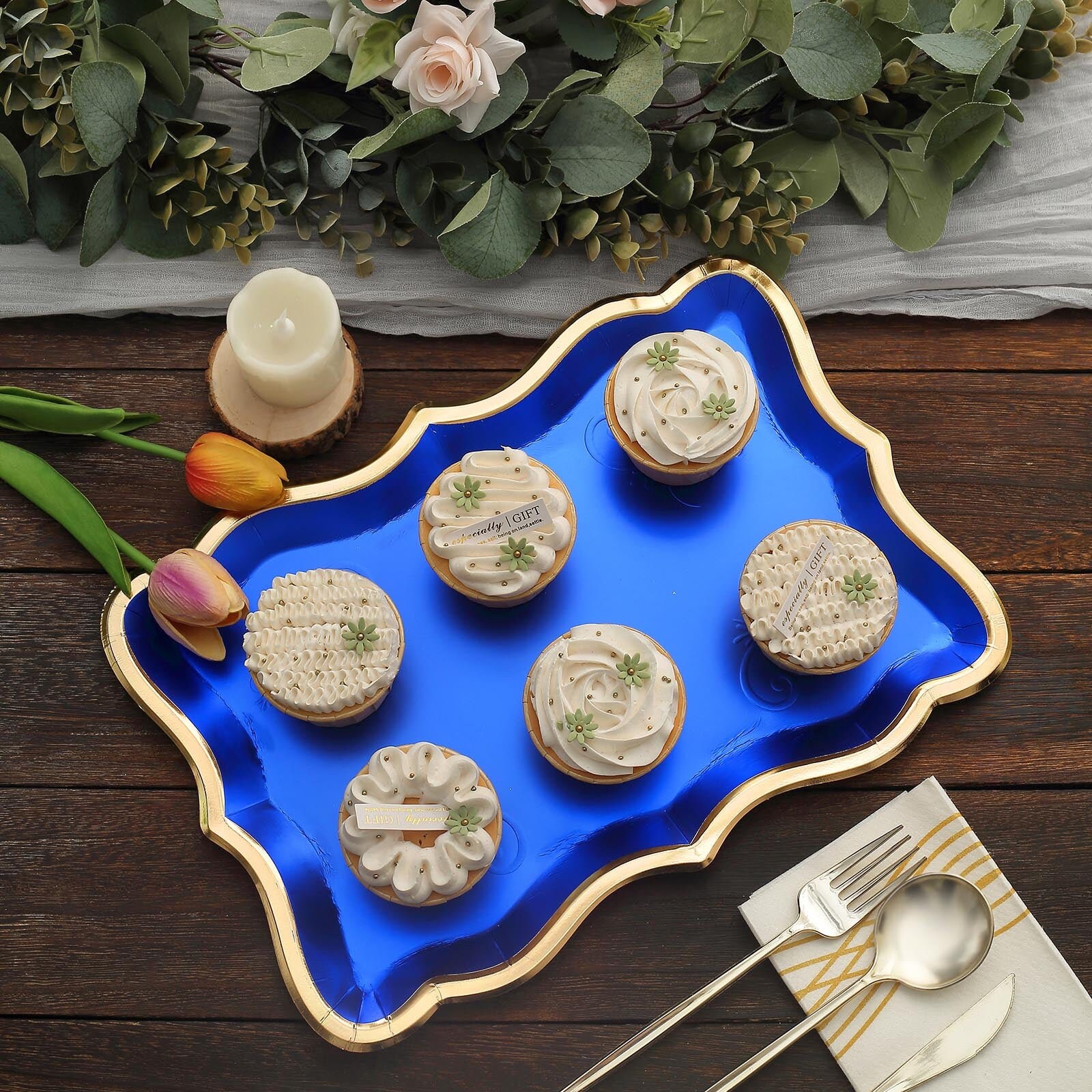 Party Serving Trays, Food Display Set of 10 Blue/gold - Etsy