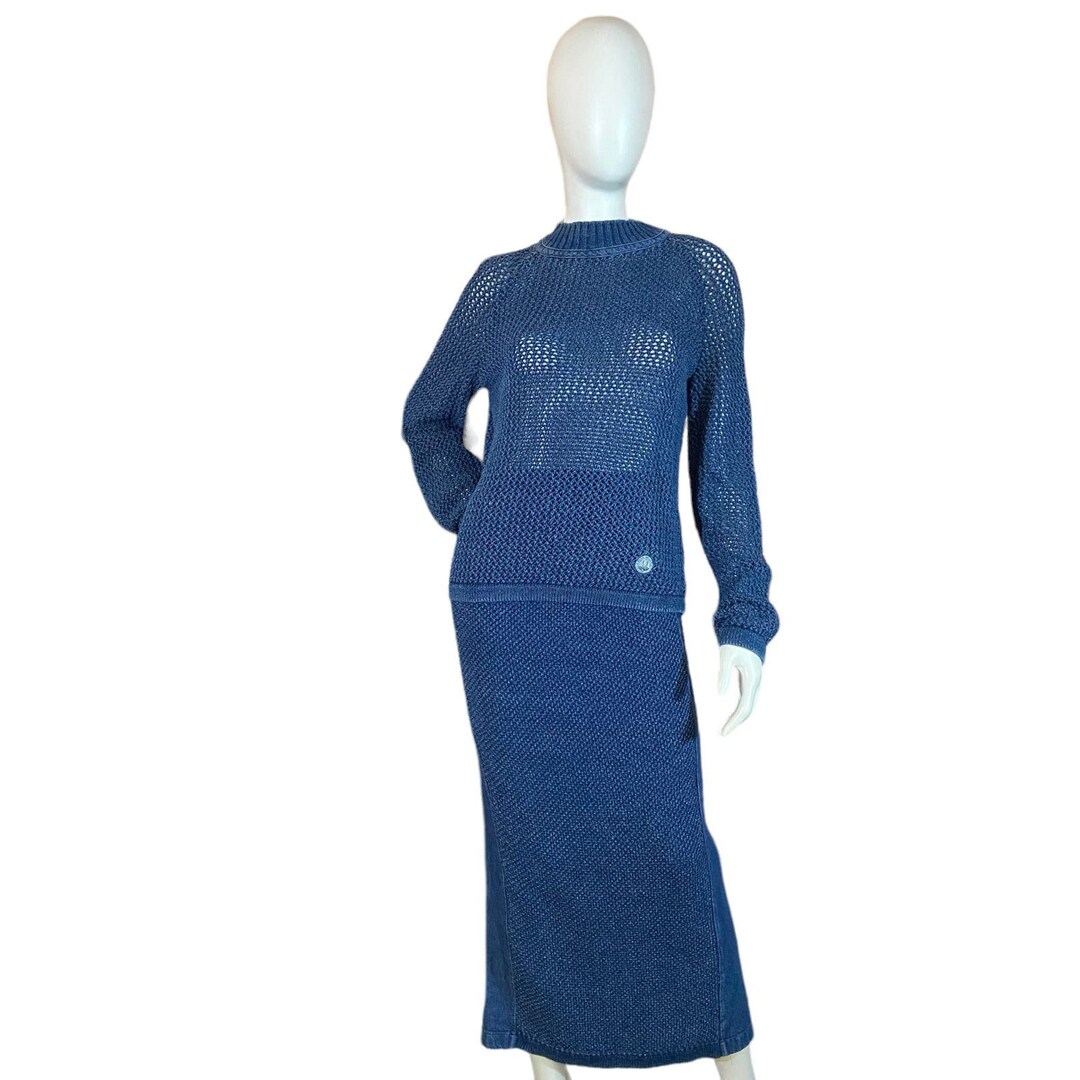 90'S Vintage Blue Denim & Knit Set by Blue Willi's - Etsy