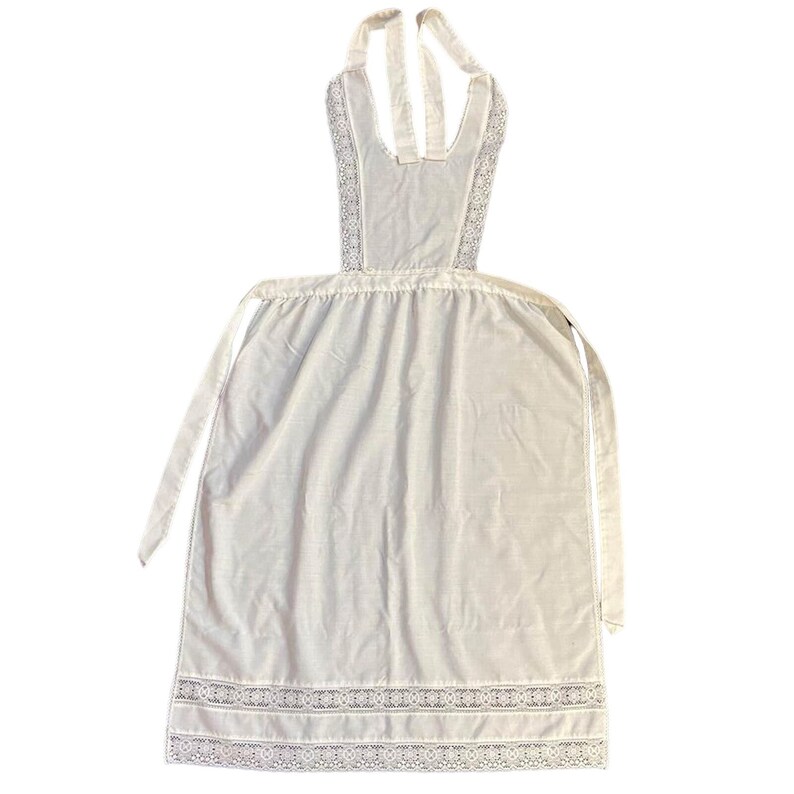 70s Vintage White Full Apron With Lace Detailing - Etsy