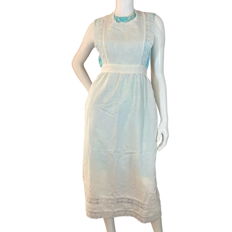70s Vintage White Full Apron With Lace Detailing - Etsy