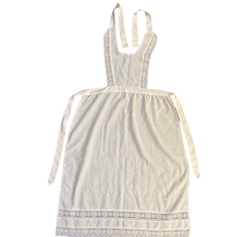 70s Vintage White Full Apron With Lace Detailing - Etsy
