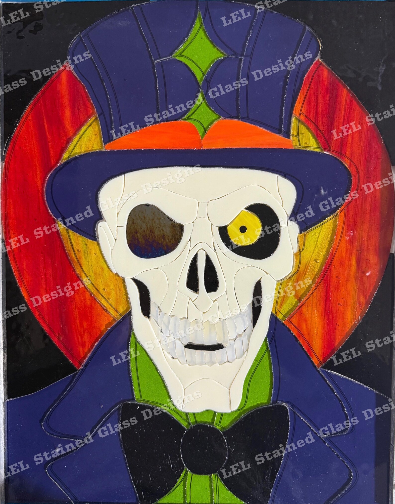 Skeleton Ringmaster Portrait-stained Glass Panel Pattern - Etsy