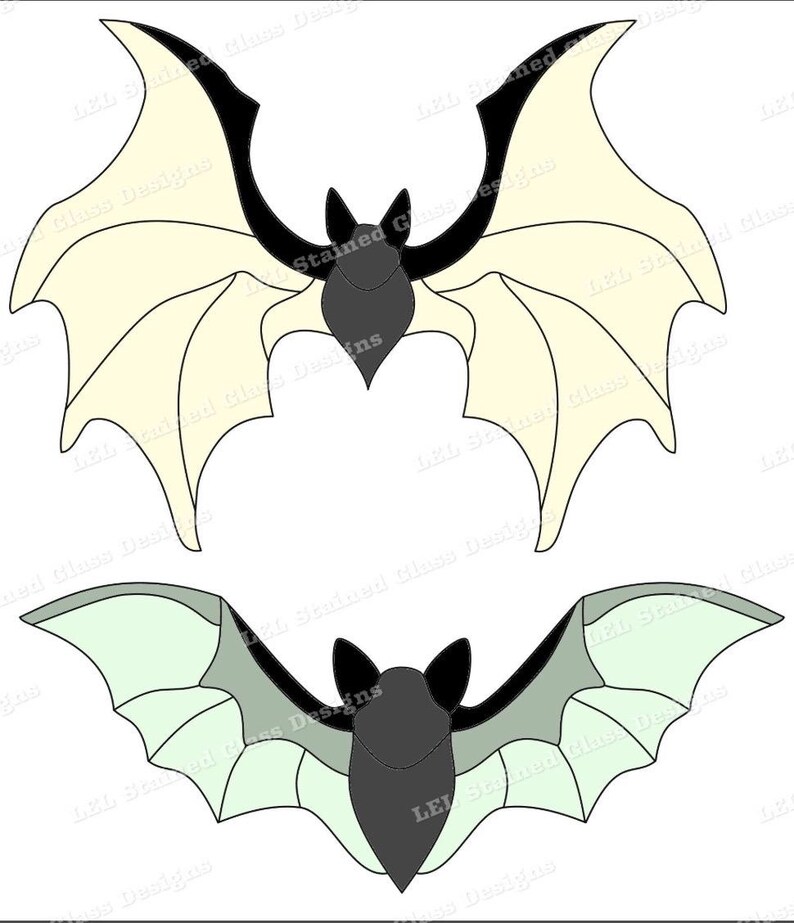 Two Flying Bats-stained Glass Suncatcher Patterns - Etsy