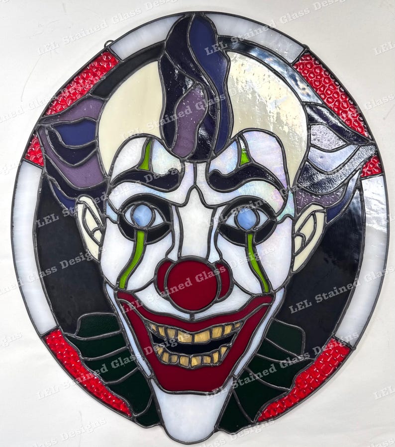 Clown Portrait-stained Glass Oval Panel Pattern - Etsy