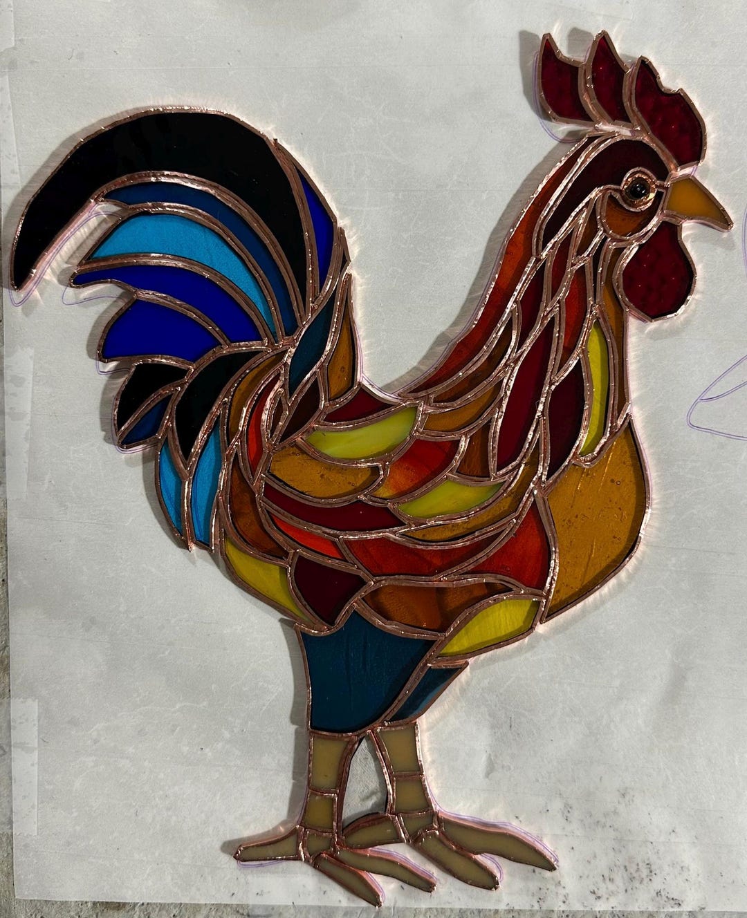 Rooster-stained Glass Suncatcher Pattern - Etsy