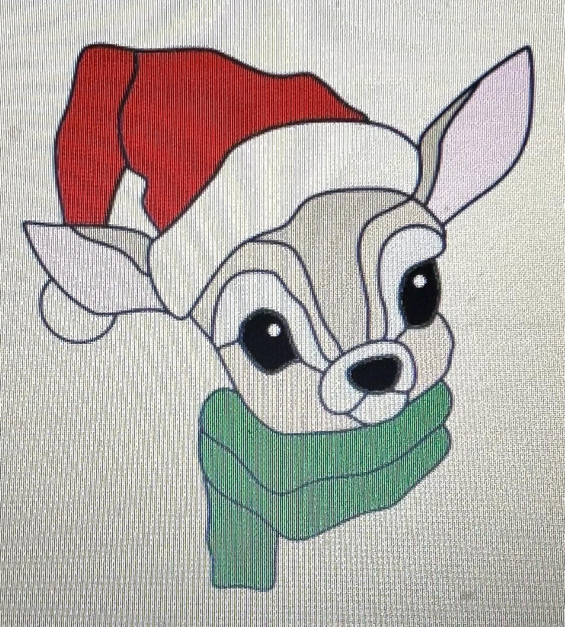 Fawn With Santa Hat-stained Glass Suncatcher Pattern - Etsy