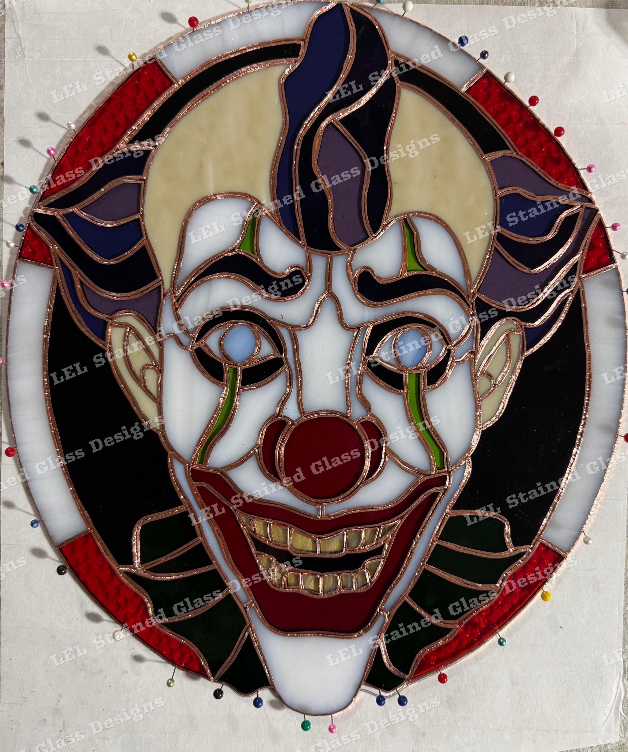 Clown Portrait-stained Glass Oval Panel Pattern - Etsy