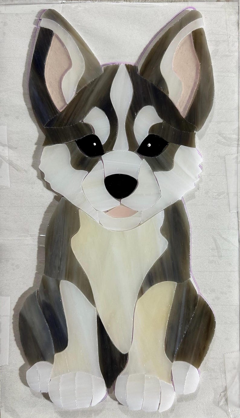 Husky Puppy-stained Glass Suncatcher Pattern - Etsy