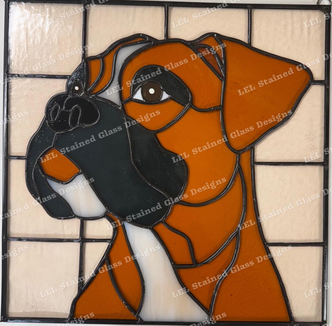 Stained Glass Panel Pattern of a Boxer Portrait - Etsy
