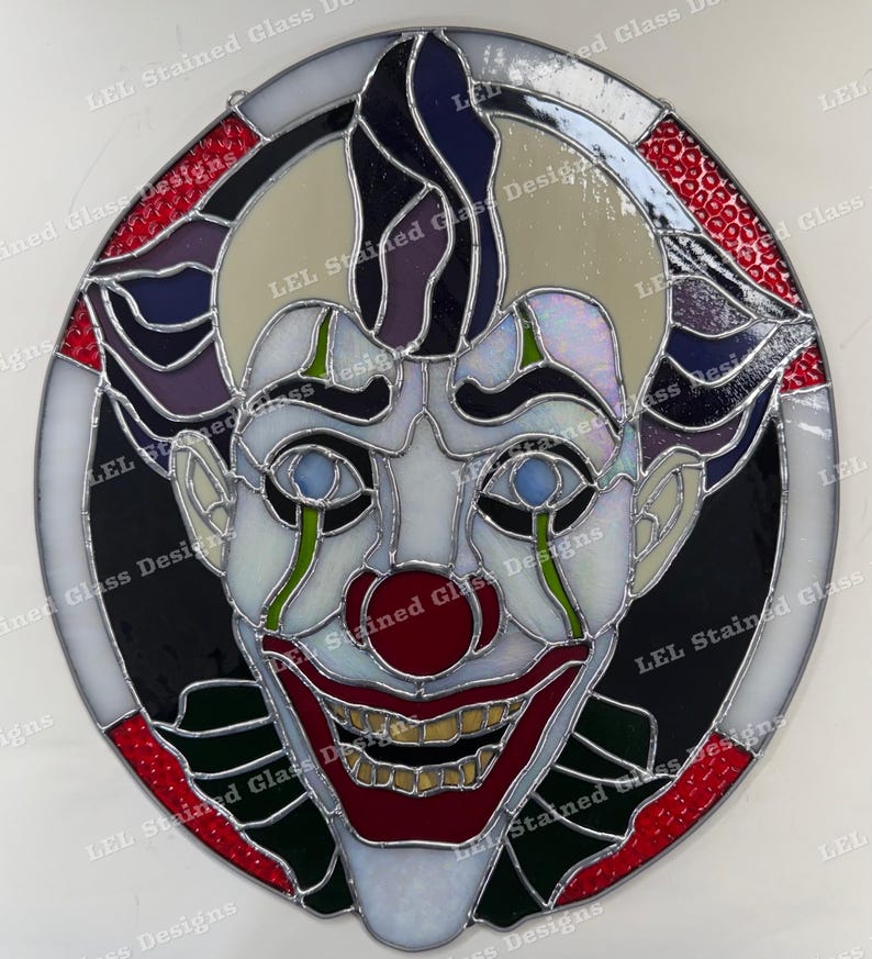 Clown Portrait-stained Glass Oval Panel Pattern - Etsy
