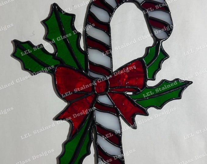 Candy Cane Stained Glass Pattern, Candy Cane Suncatcher, Home Decor ...