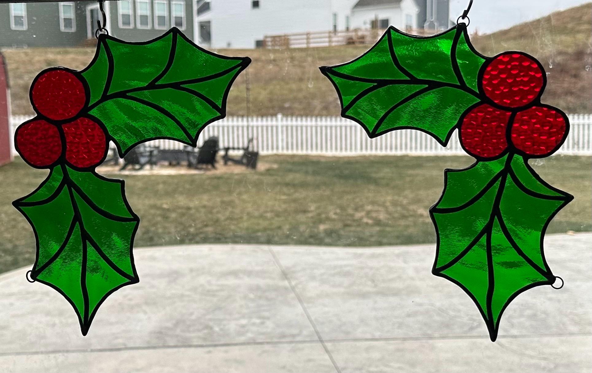 Holly Corner Suncatcher-stained Glass Pattern - Etsy