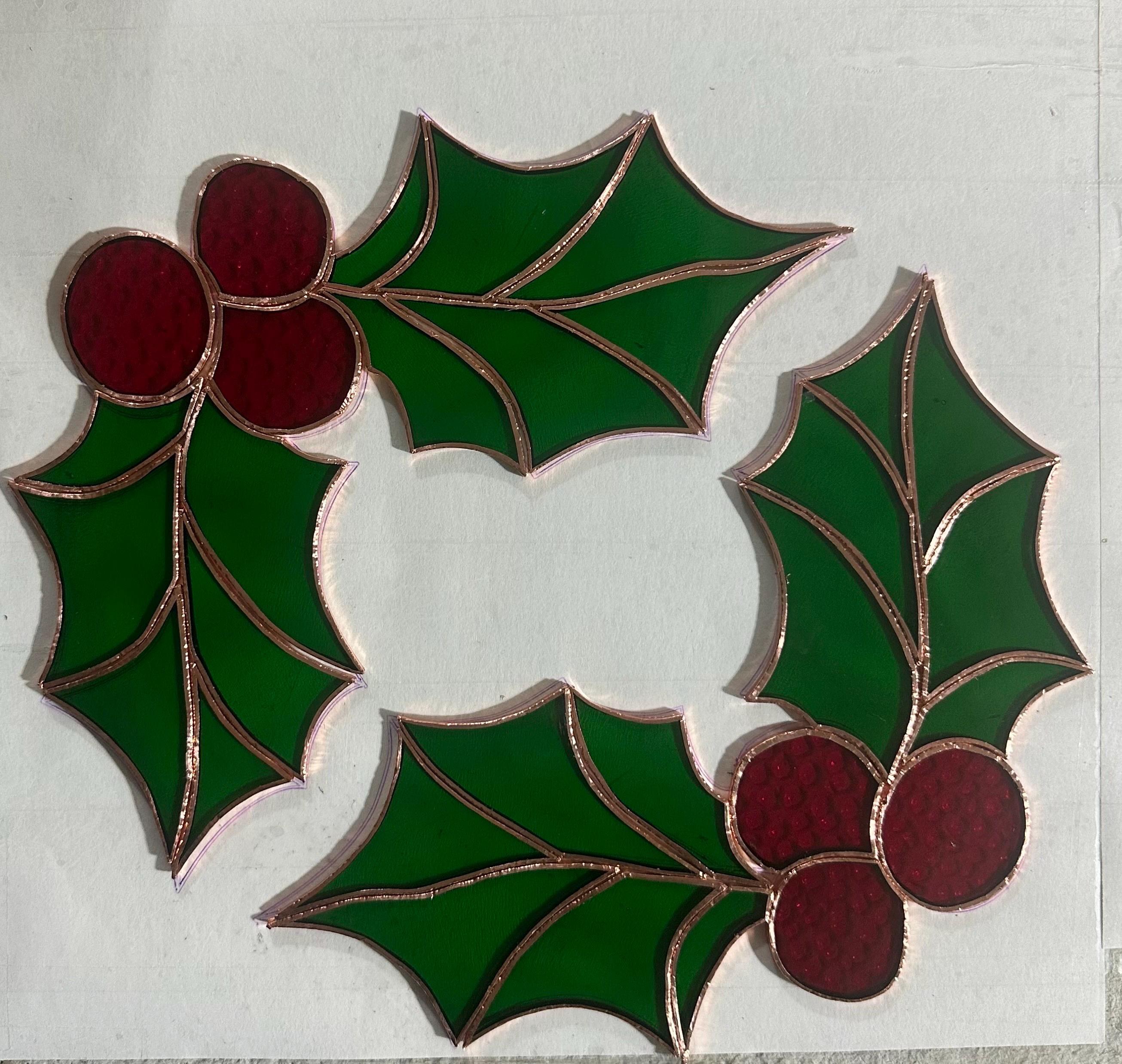 Holly Corner Suncatcher-stained Glass Pattern - Etsy