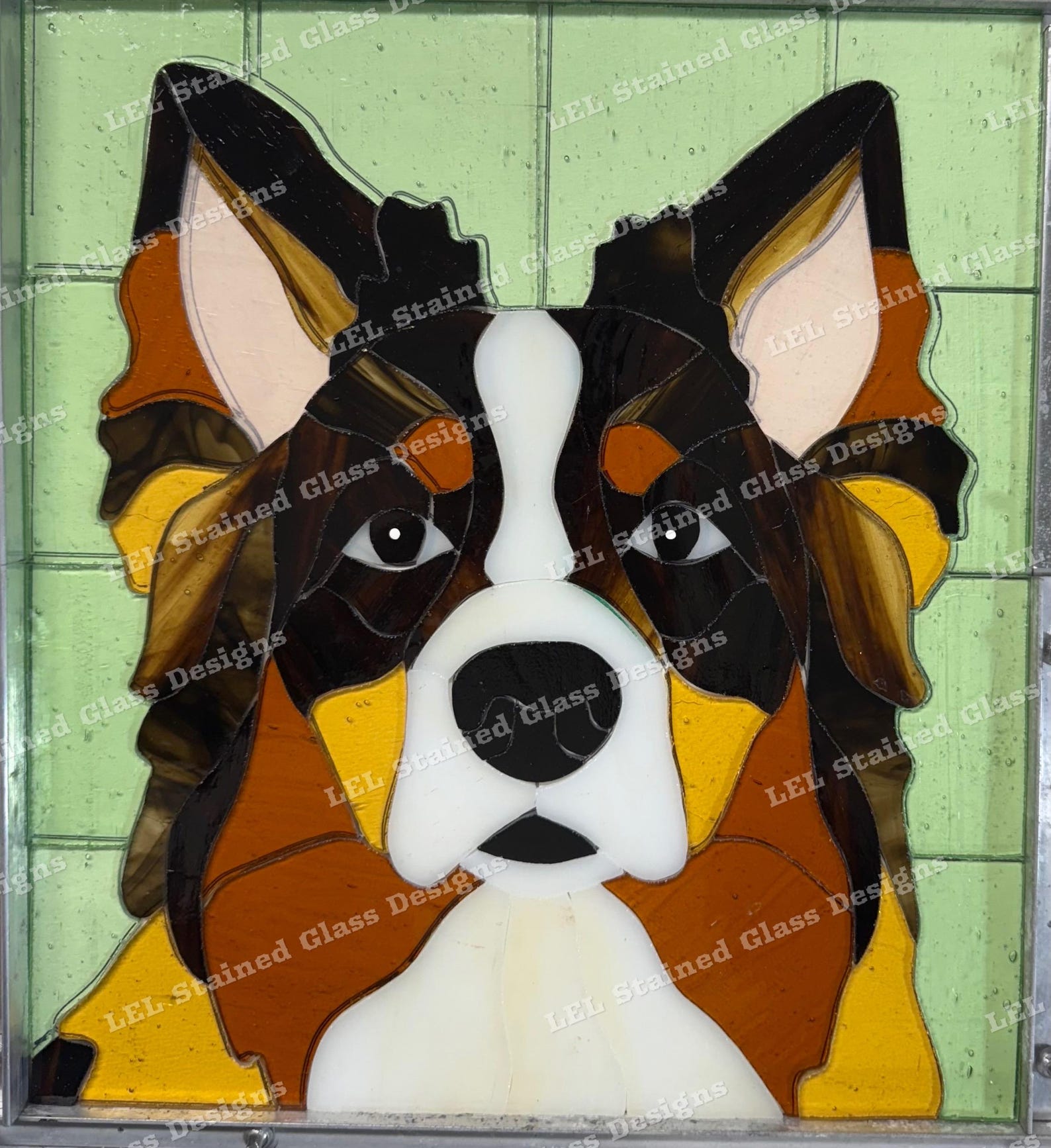Australian Shepherd Dog Portrait Stained Glass Panel Pattern - Etsy