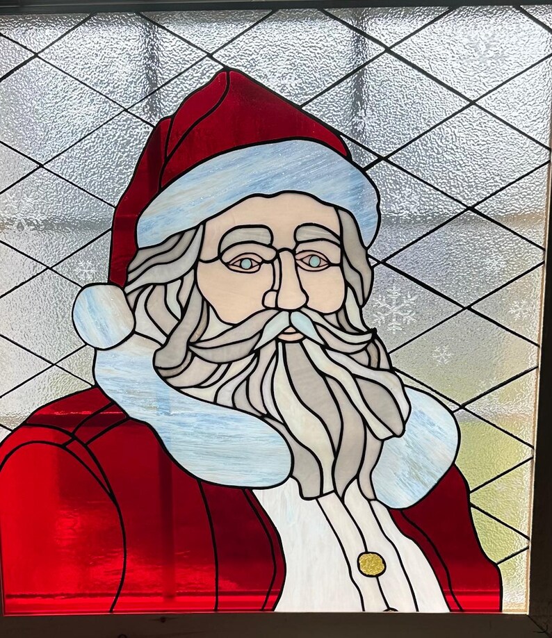 Santa Stained Glass Pattern - Etsy