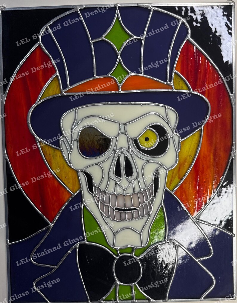 Skeleton Ringmaster Portrait-stained Glass Panel Pattern - Etsy