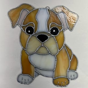 Bulldog Puppy-stained Glass Suncatcher Pattern - Etsy