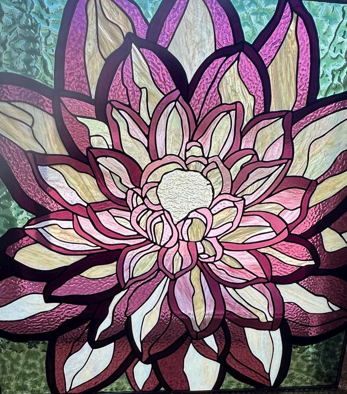 Dahlia Stained Glass Window Panel Pattern - Etsy