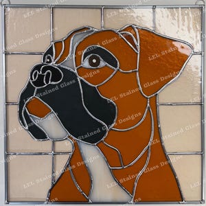 Stained Glass Panel Pattern of a Boxer Portrait - Etsy
