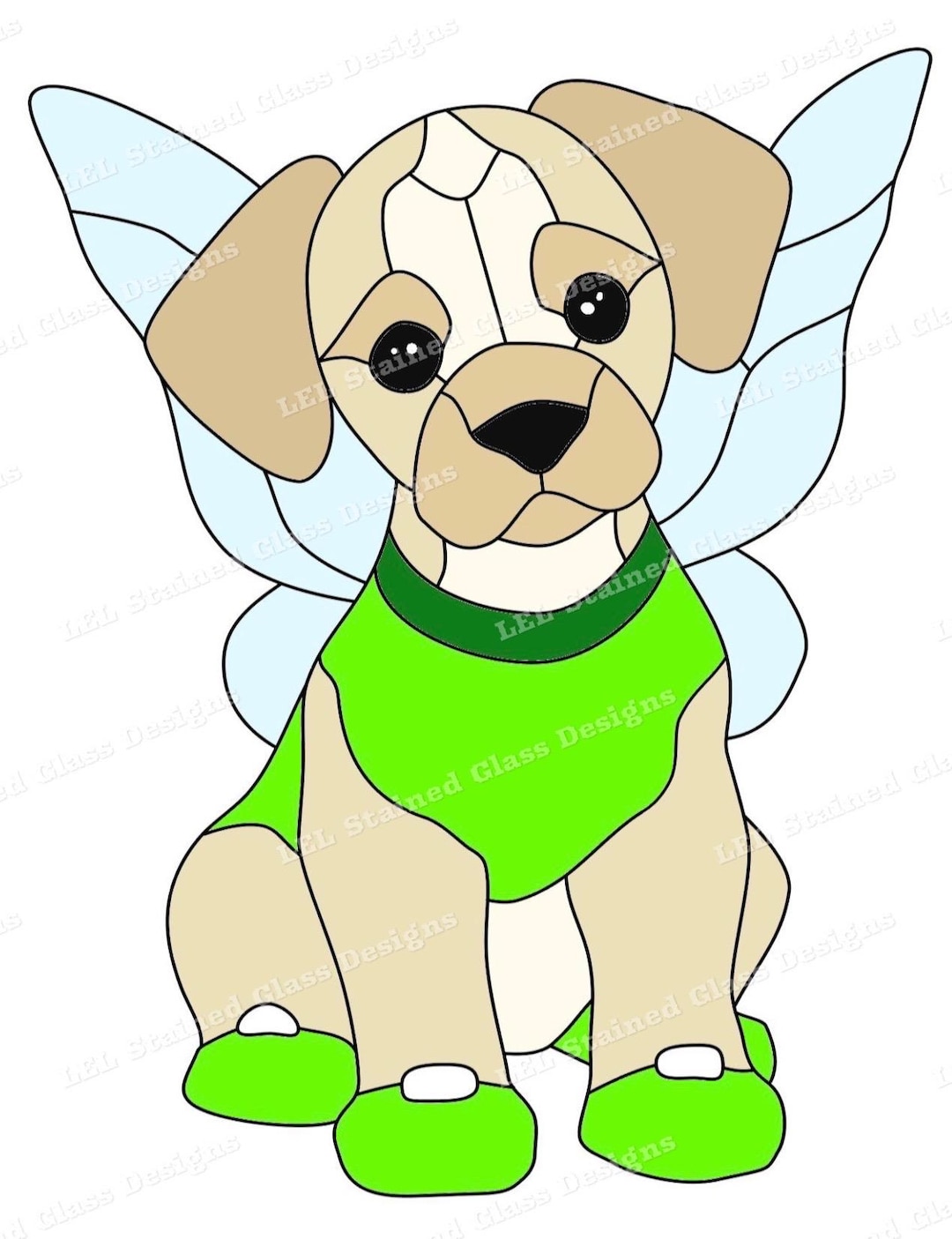 Puppy Dressed up as Tinkerbell-stained Glass Suncatcher Pattern - Etsy
