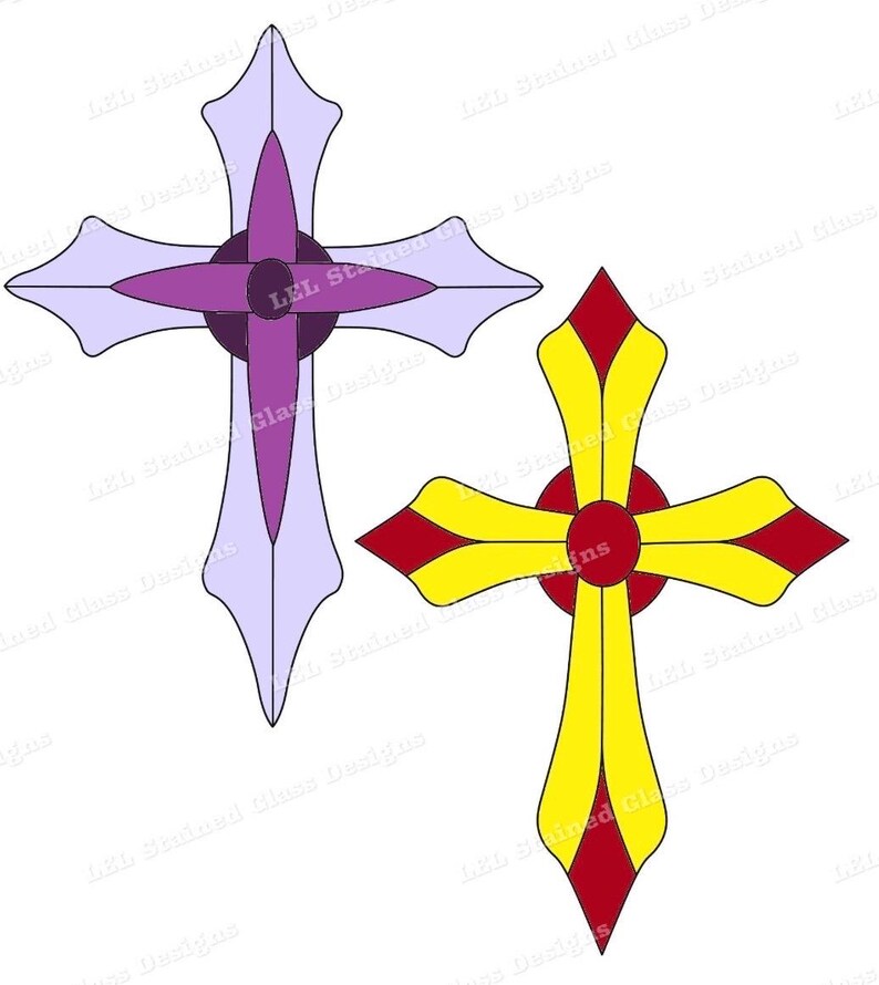 Two Crosses-stained Glass Suncatchers Pattern - Etsy