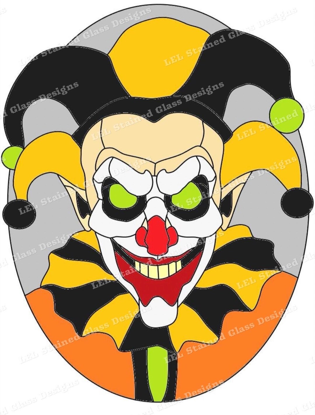 Jester Clown Portrait-stained Glass Small Panel Pattern - Etsy