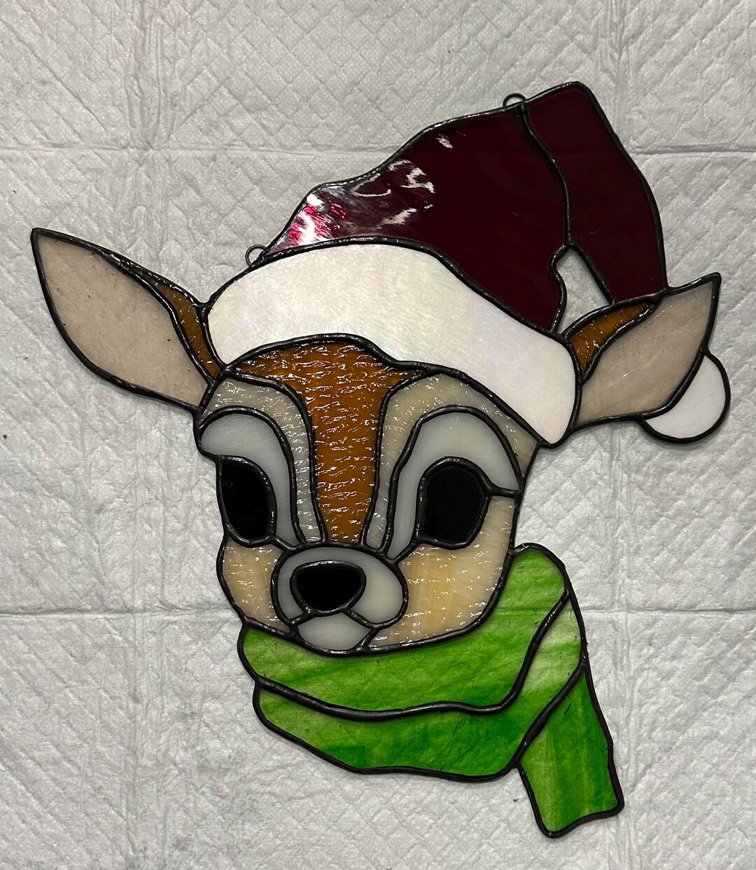 Fawn With Santa Hat-stained Glass Suncatcher Pattern - Etsy