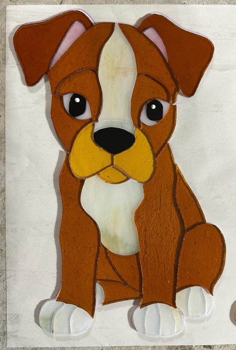 Cute Boxer Puppy-stained Glass Suncatcher Pattern - Etsy