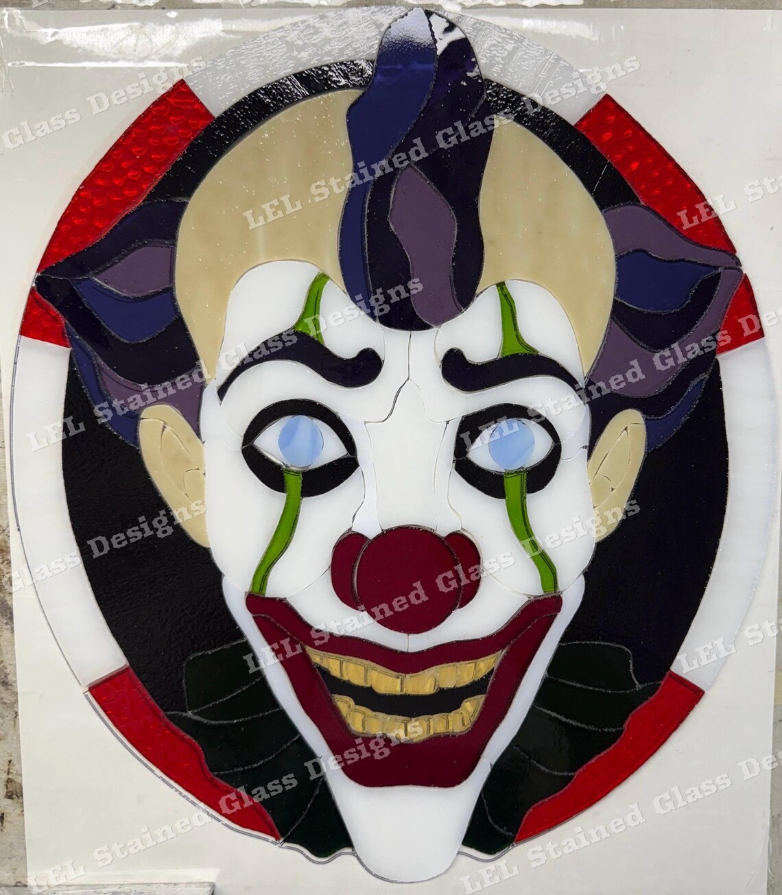 Clown Portrait-stained Glass Oval Panel Pattern - Etsy