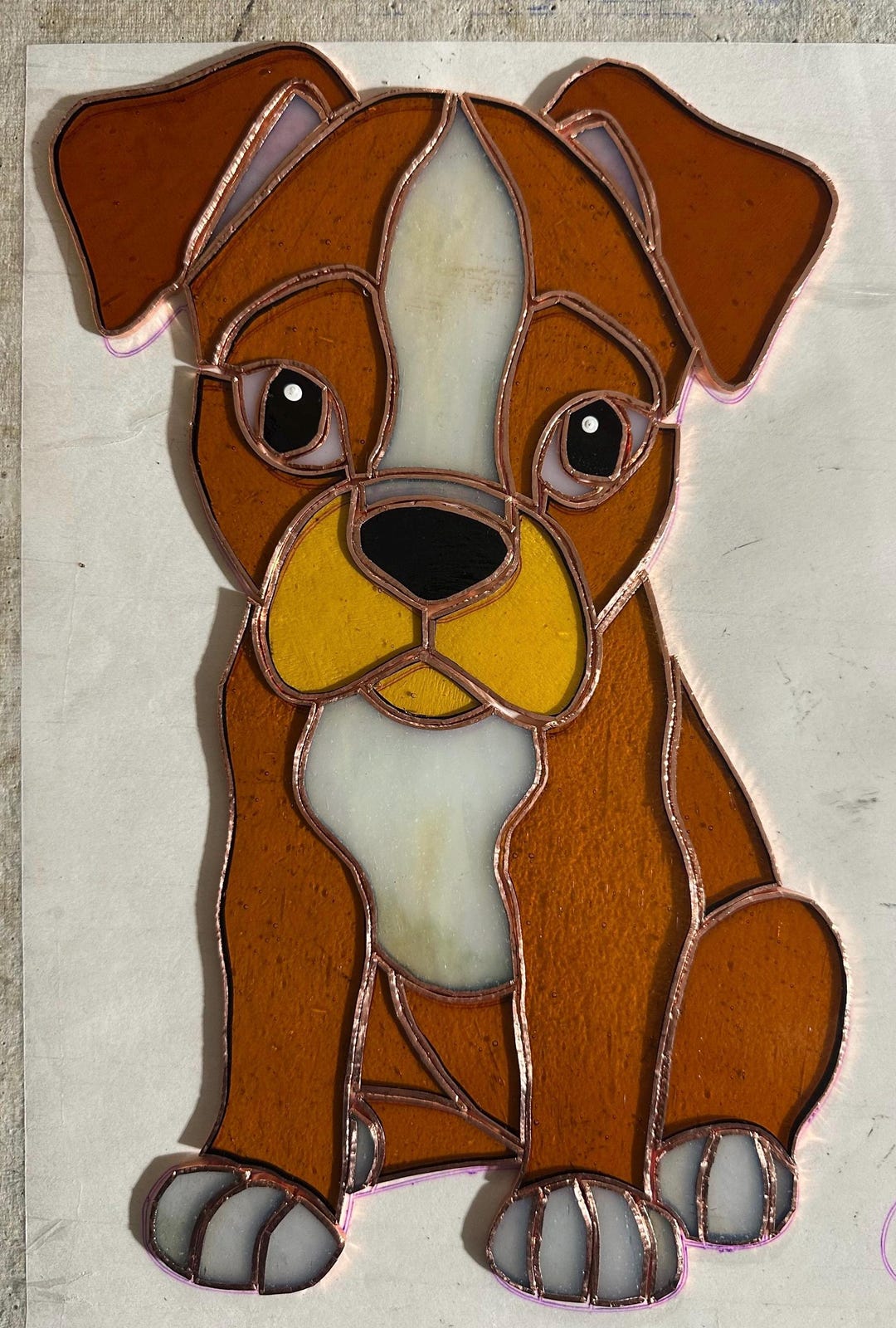 Cute Boxer Puppy-stained Glass Suncatcher Pattern - Etsy