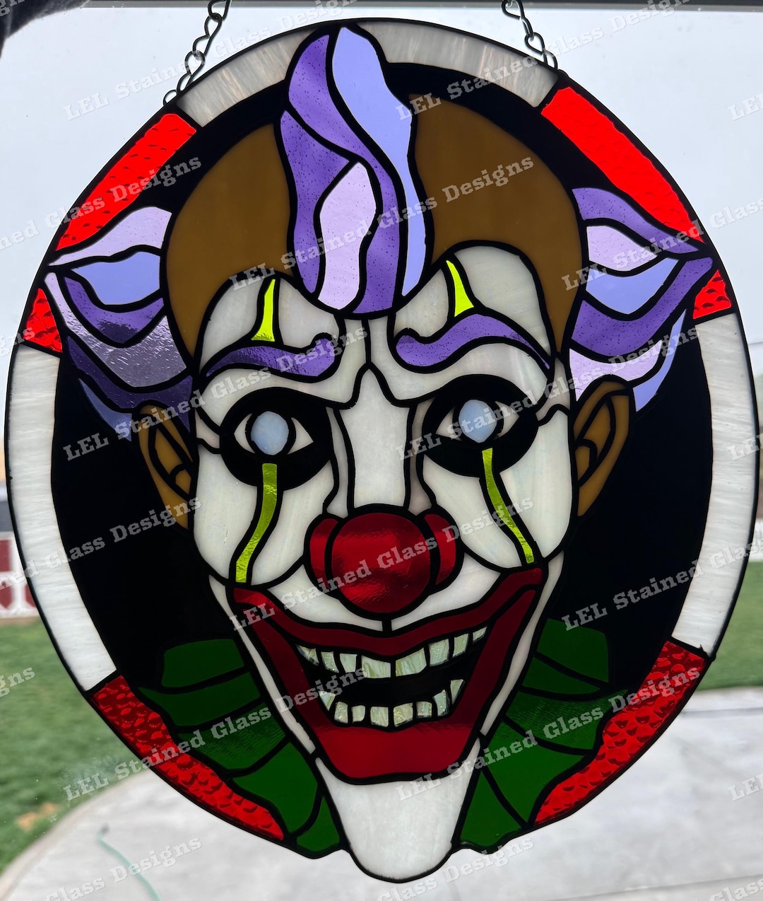Clown Portrait-stained Glass Oval Panel Pattern - Etsy