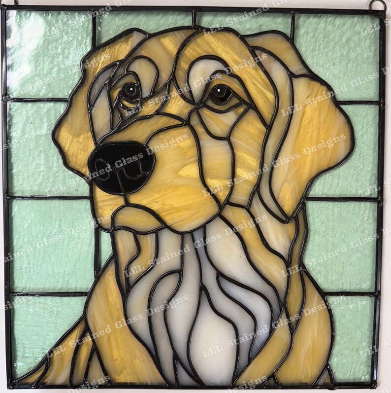 Stained Glass Panel Pattern of a Golden Retriever Portrait - Etsy