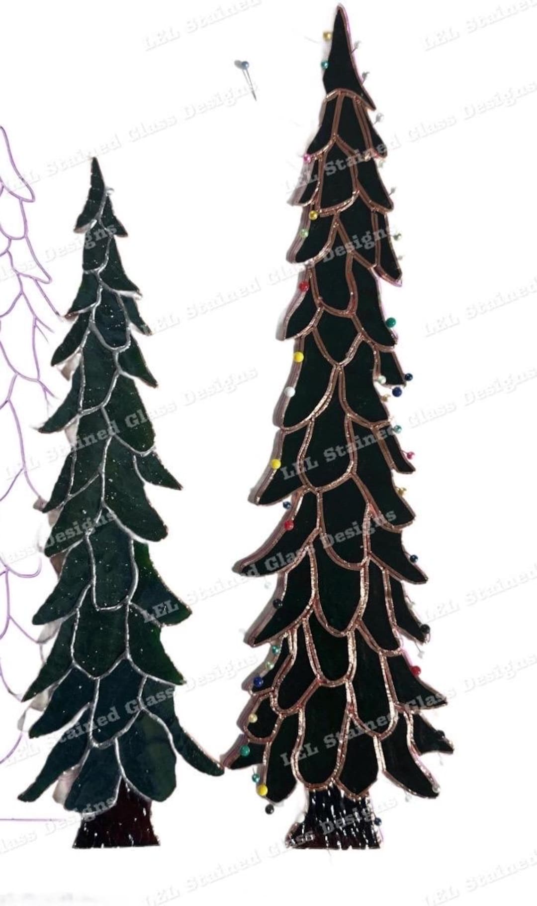 Two Pine Trees-stained Glass Patterns - Etsy