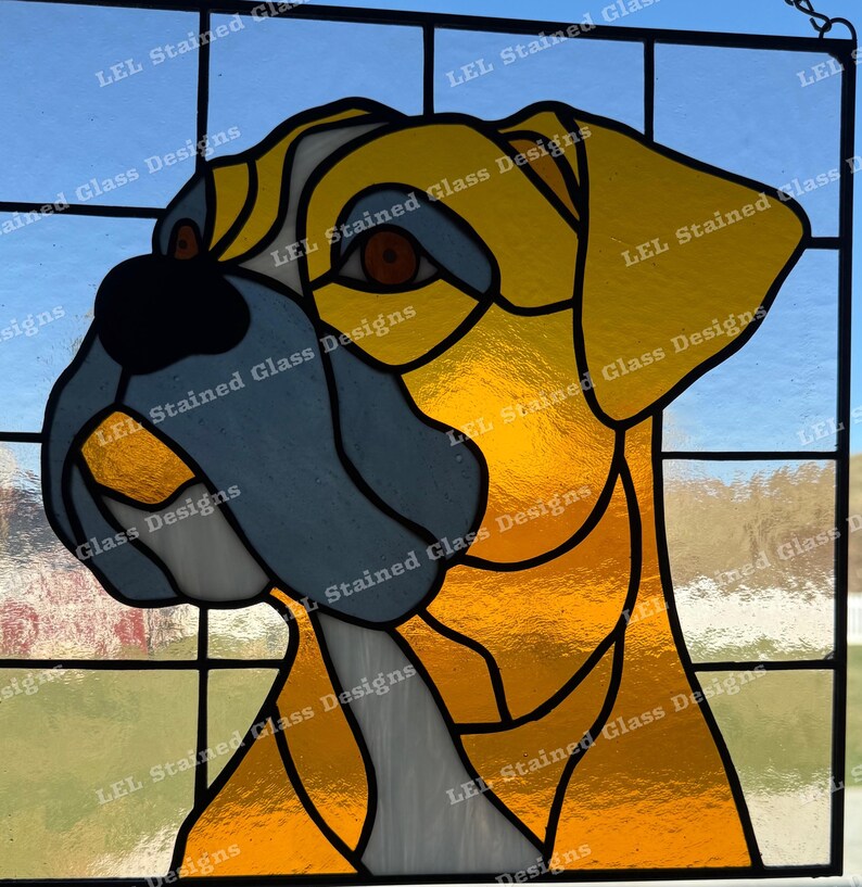Boxer Dog Portrait, Small Stained Glass Panel - Etsy