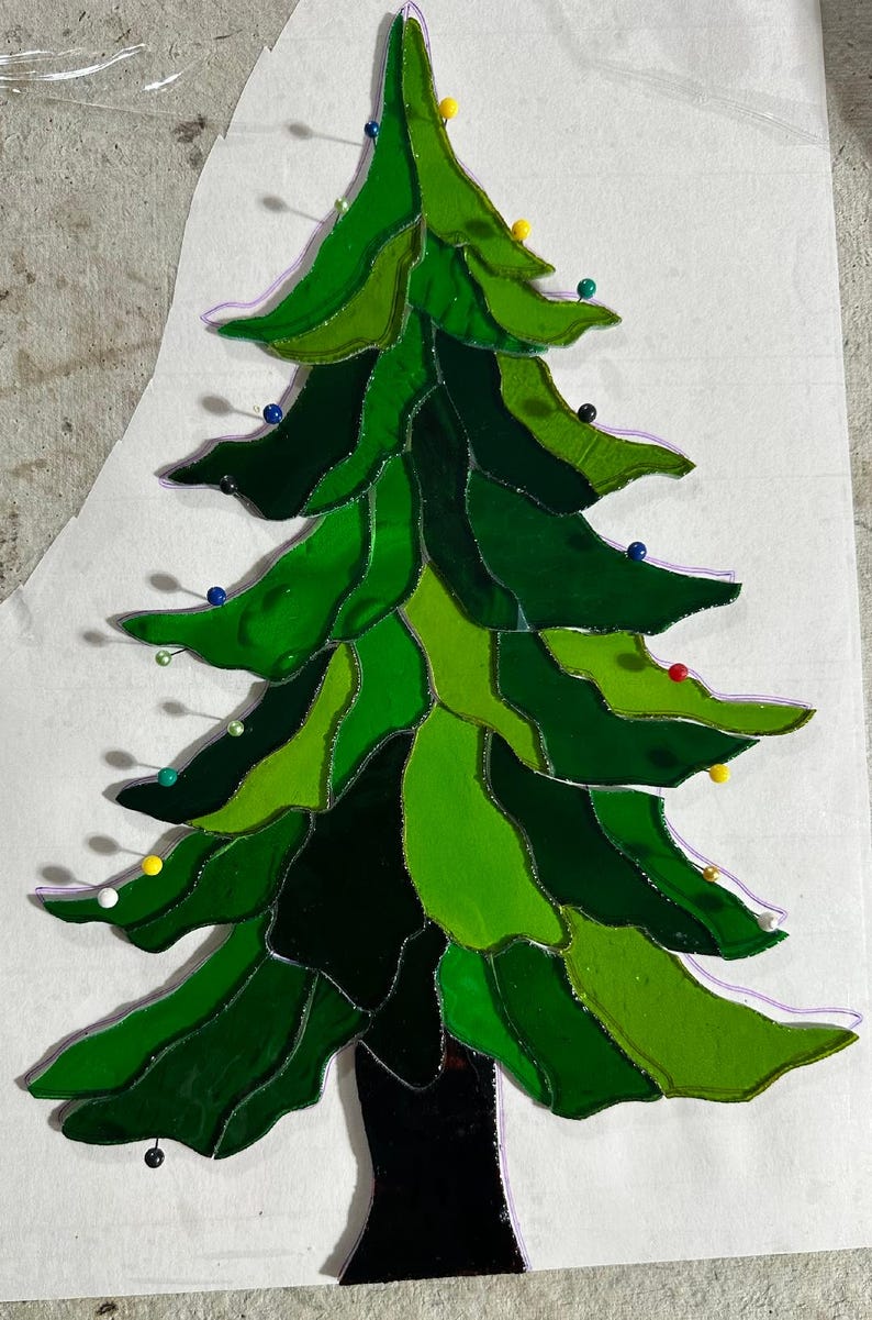 Christmas Tree-stained Glass Pattern - Etsy