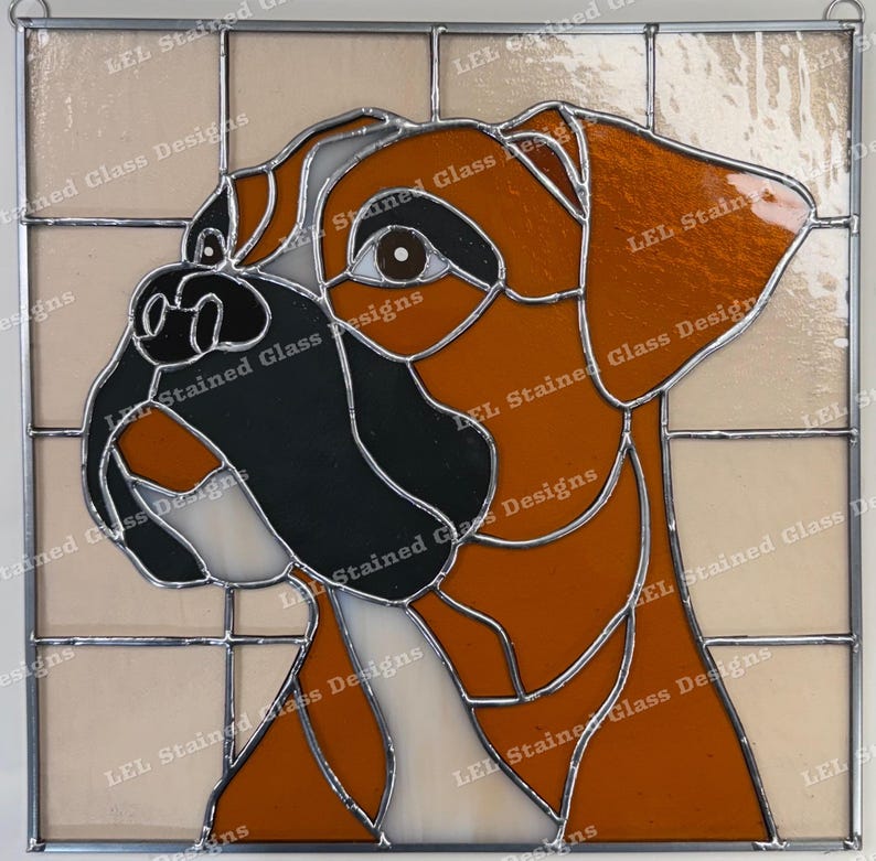 Boxer Dog Portrait, Small Stained Glass Panel - Etsy