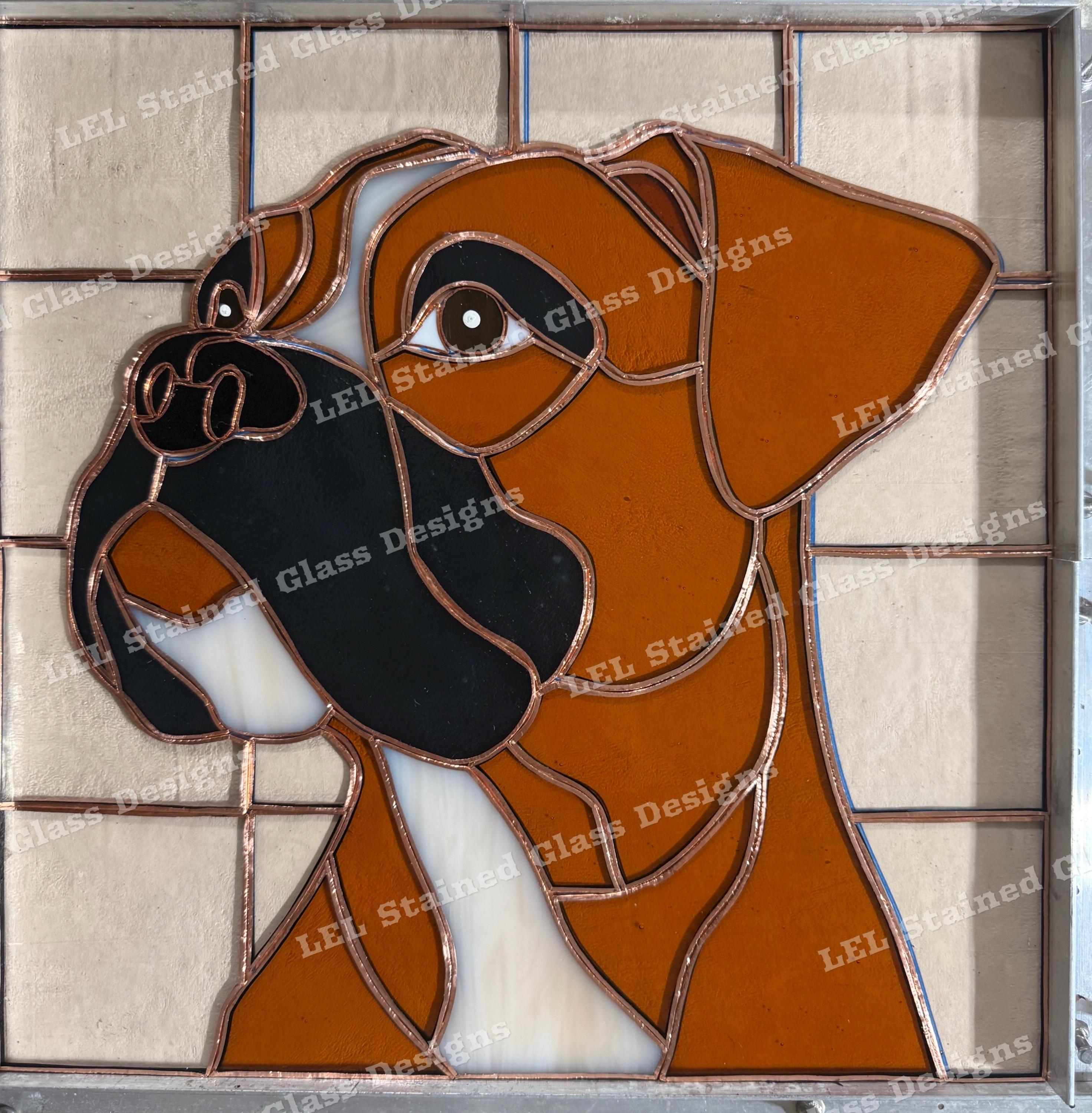 Stained Glass Panel Pattern of a Boxer Portrait - Etsy