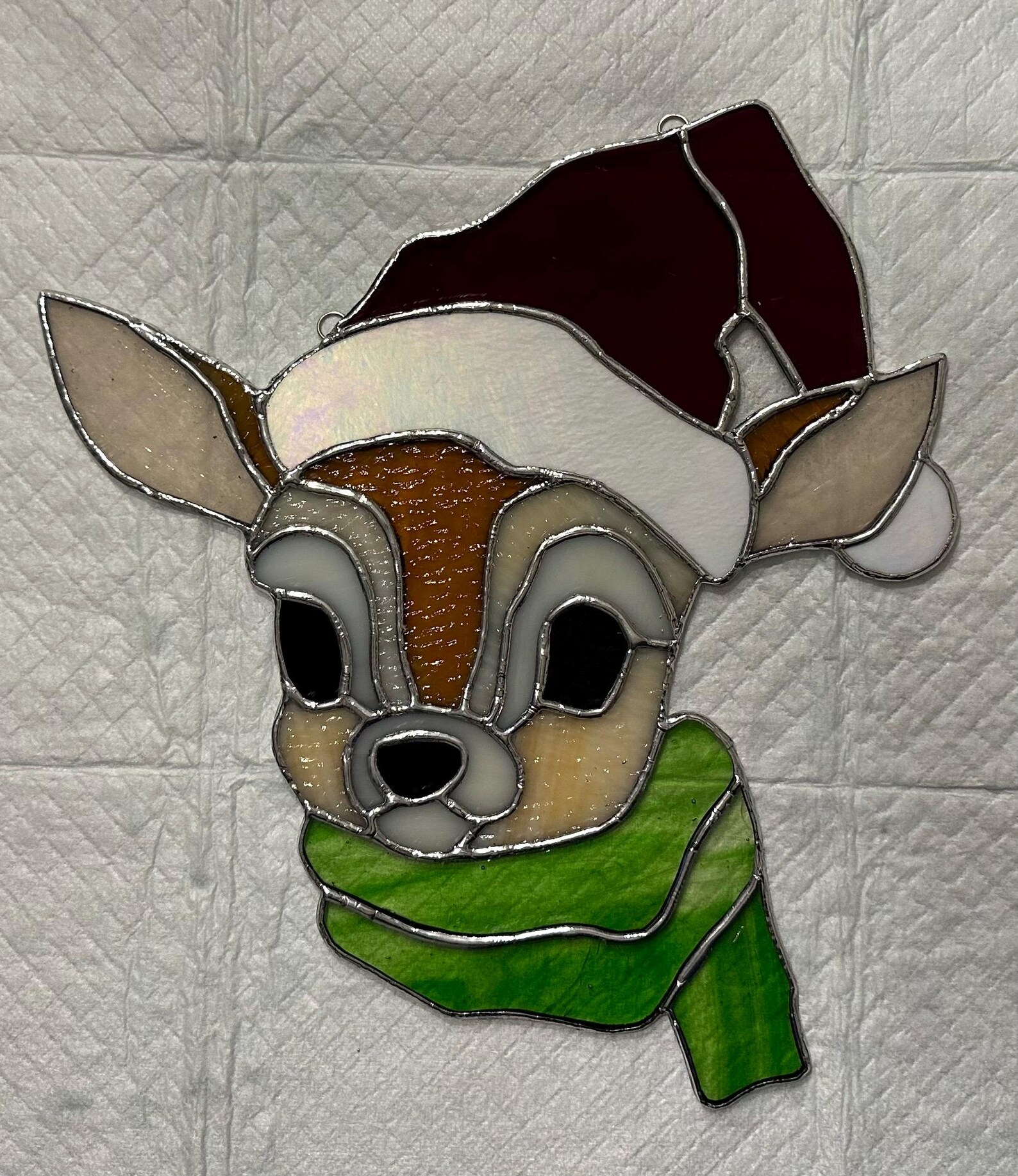 Fawn With Santa Hat-stained Glass Suncatcher Pattern - Etsy