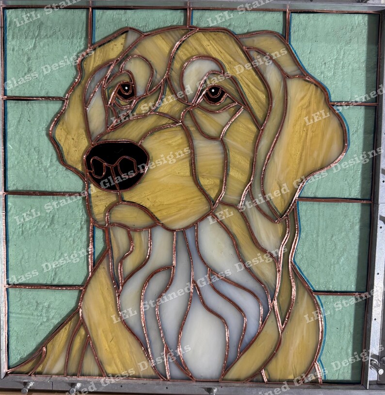 Stained Glass Panel Pattern of a Golden Retriever Portrait - Etsy