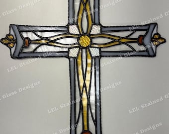 Contemporary Cross Stained Glass Pattern, Cross Pattern Digital ...